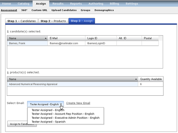 Email Templates - Pearson Assessment Support